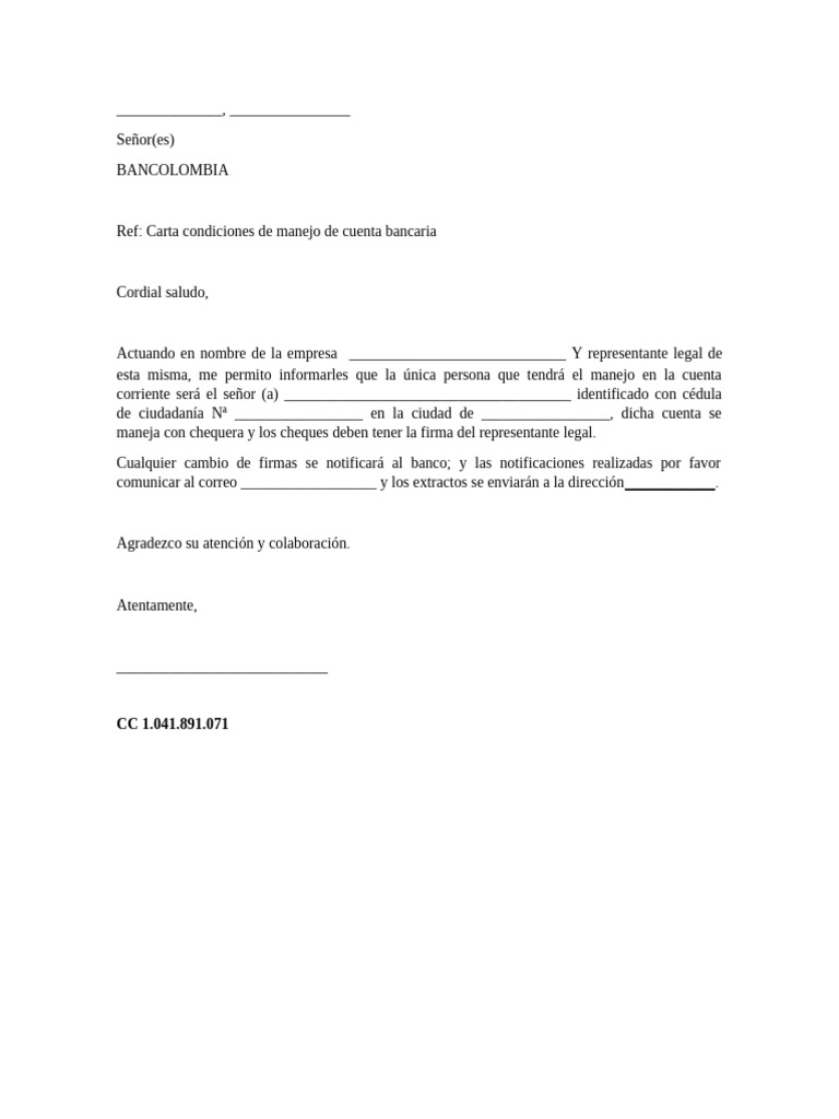 17.1 Carta de Condiciones Manejo de Cuenta | PDF 17.1 Carta de Condiciones Manejo de Cuenta | PDF