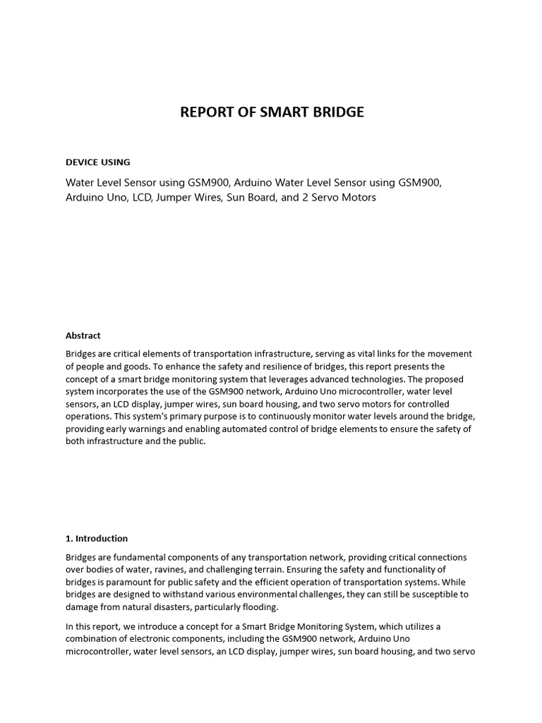 Report Of Smart Bridge Pdf Arduino Technology And Engineering 