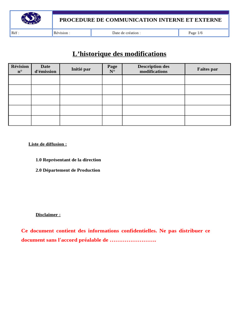 Procédure de Communication | PDF