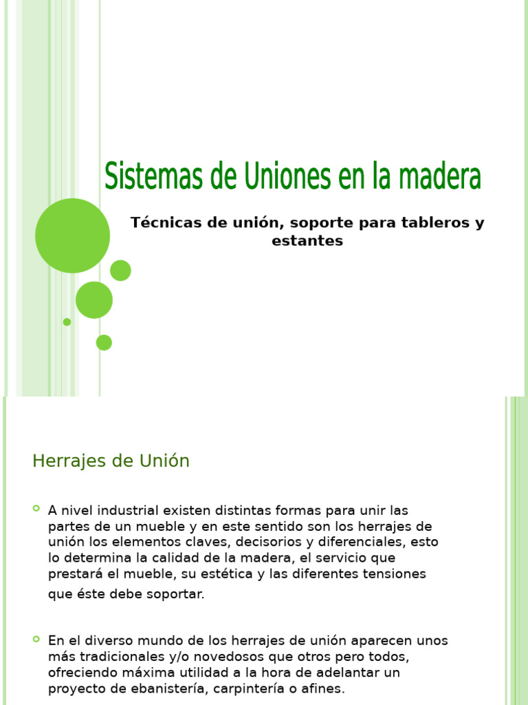 Sistema de Uniones de Madera | PDF | Tornillo | Perforar