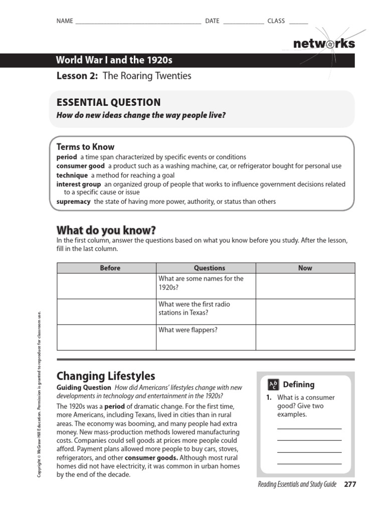 Unit 10 Lesson 2 The Roaring Twenties | PDF