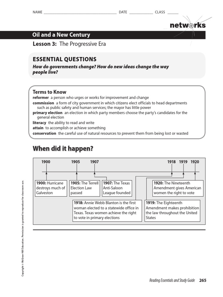 Unit 9 Lesson 3 The Progressive Era | PDF