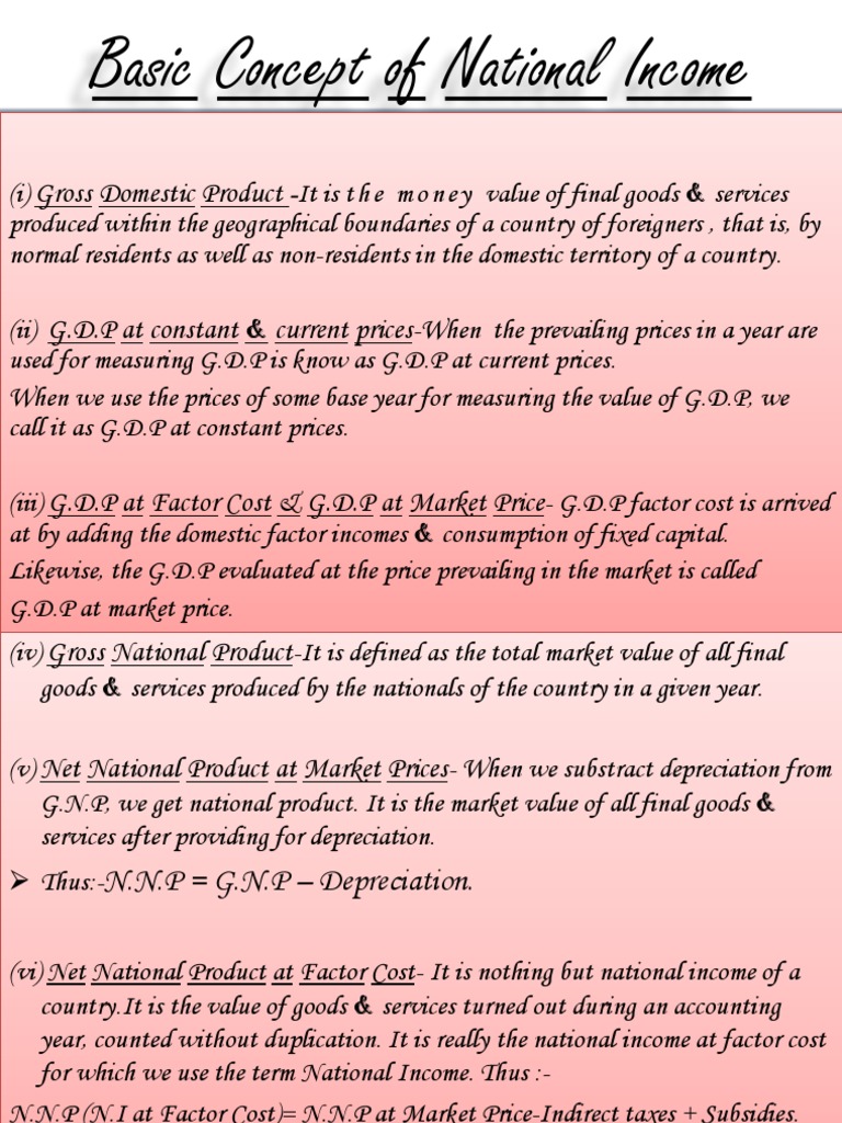 Basic Concept of National Income | PDF | Measures Of National Income ...