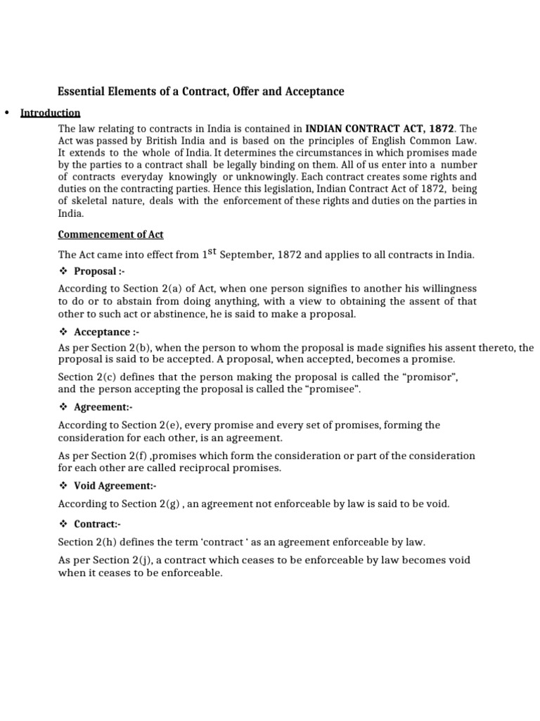 Contract Act Module I | PDF