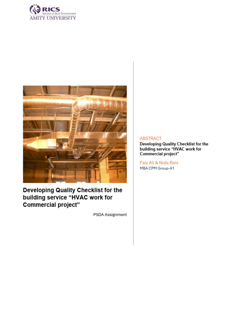 PSDA_Developing Quality Checklist HVAC | PDF