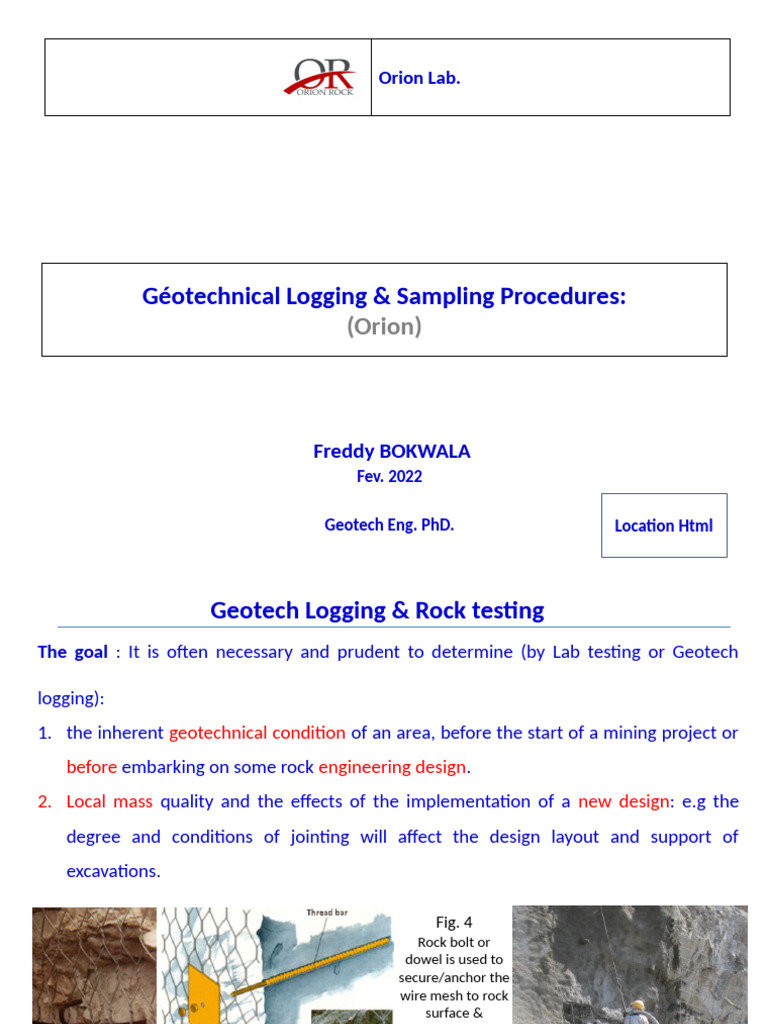 Geotech Logging and Sampling Procedures - 2022 | PDF | Geotechnical Engineering | Borehole
