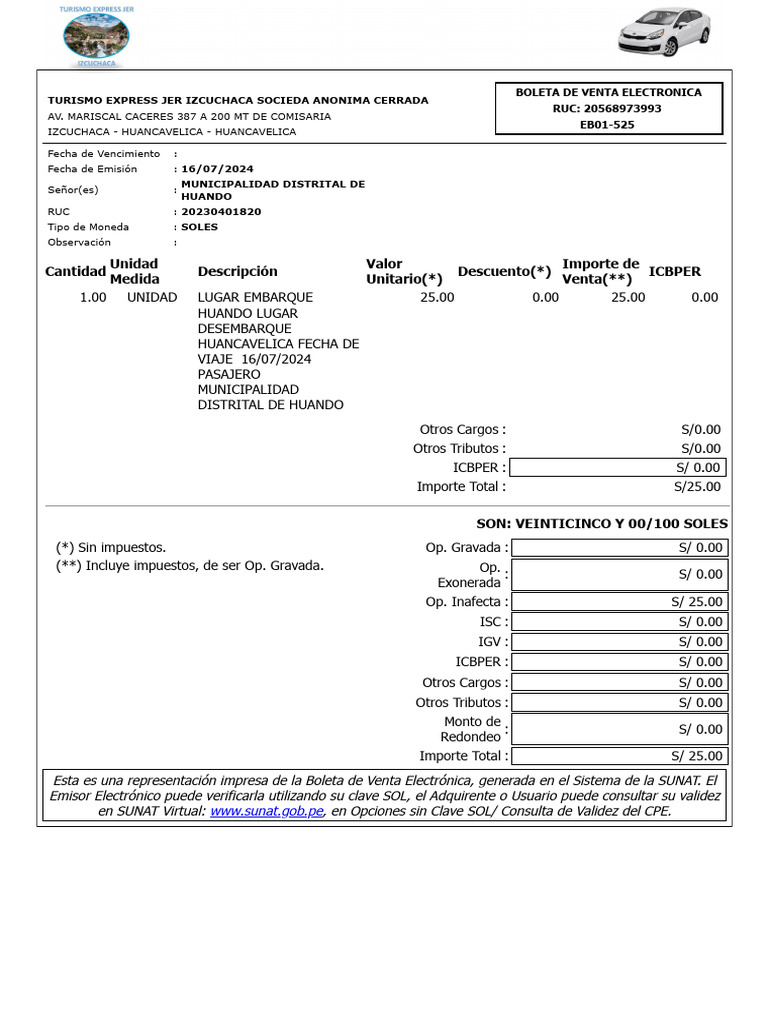 Boleta Iz 0525 | PDF
