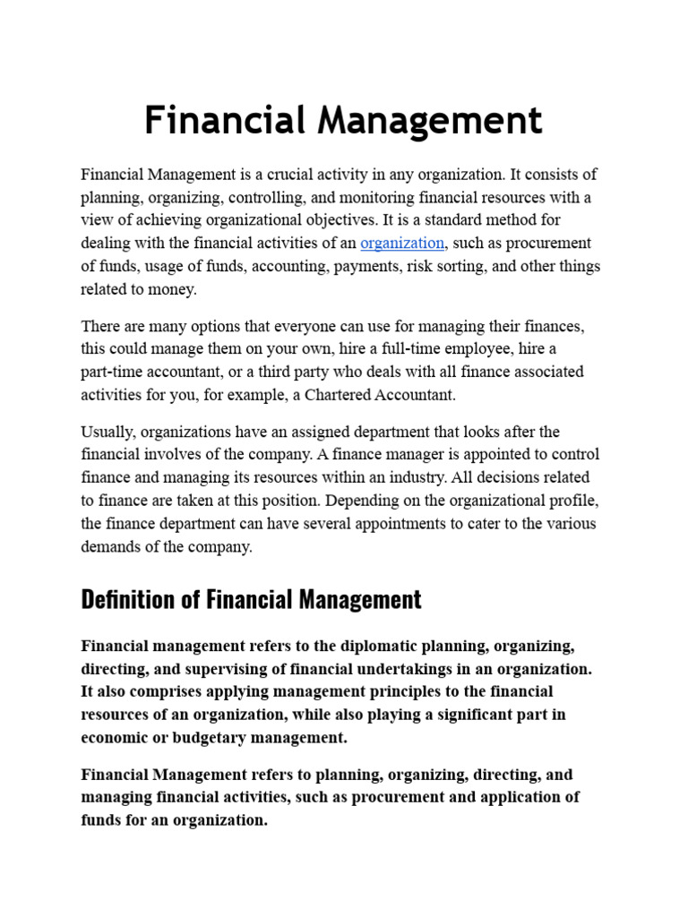 Financial Management | PDF