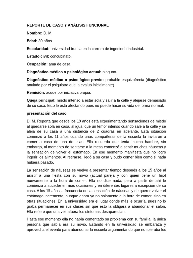 REPORTE DE CASO - CUADRO EORC | PDF