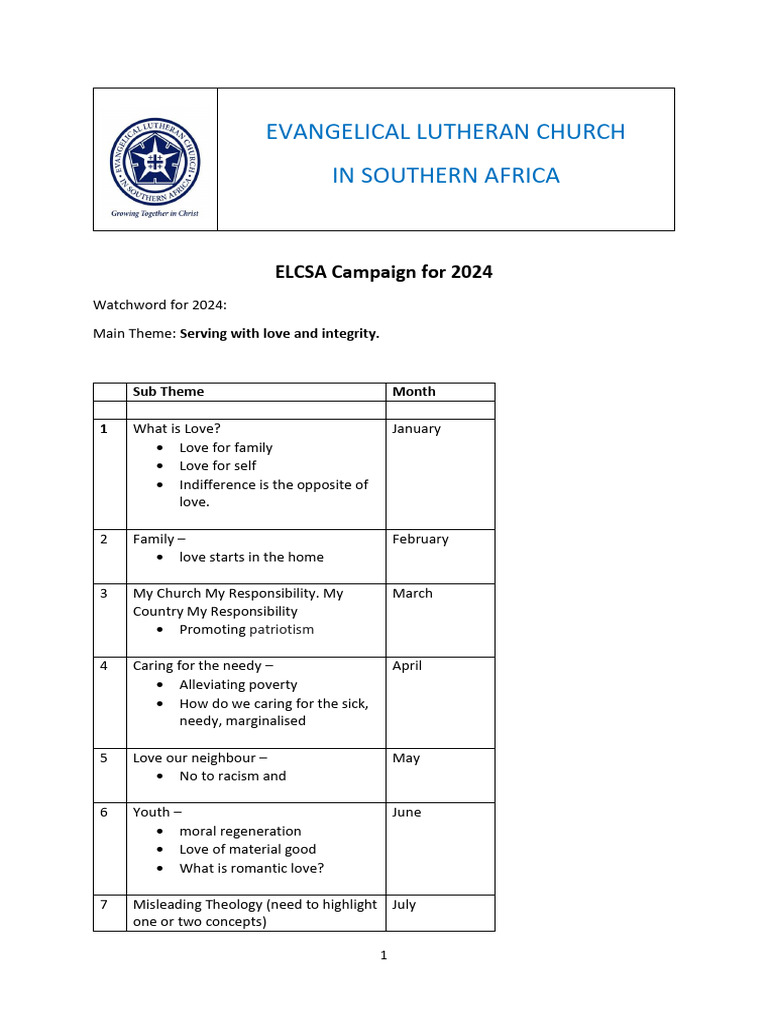 ELCSA Campaign For 2024 20240108 | PDF