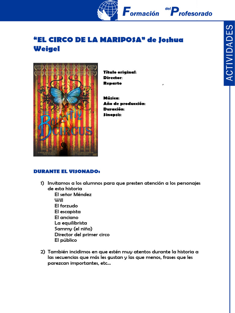 El Circo de La Mariposa. Ficha | PDF