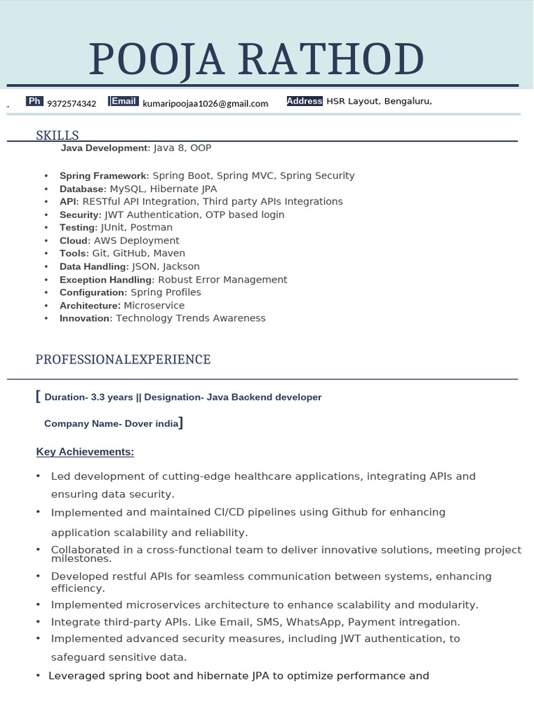 Pooja Rathod Resume - 240513 - 134354 Latesttttttttttttt | PDF ...