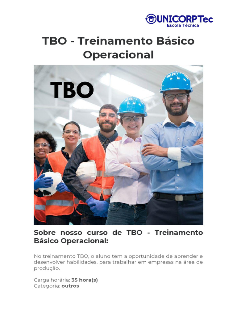 TBO - Treinamento Básico Operacional - Profissionalizante | PDF