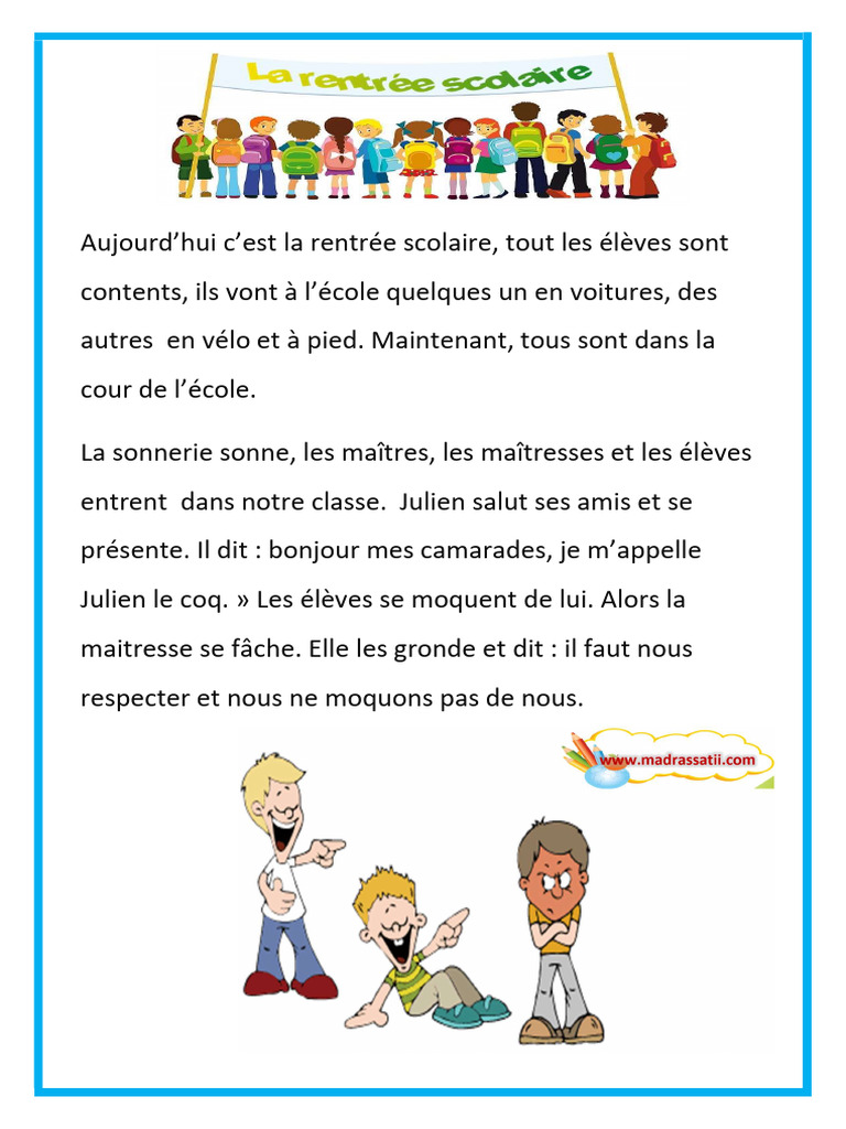 La Rentrée Scolaire Production 2 Madrassatii Com | PDF