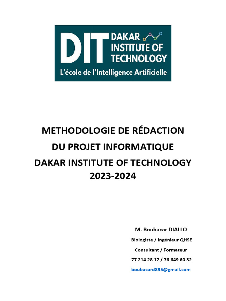 Méthodologie Projet Informatique DIT 2023-24 | PDF