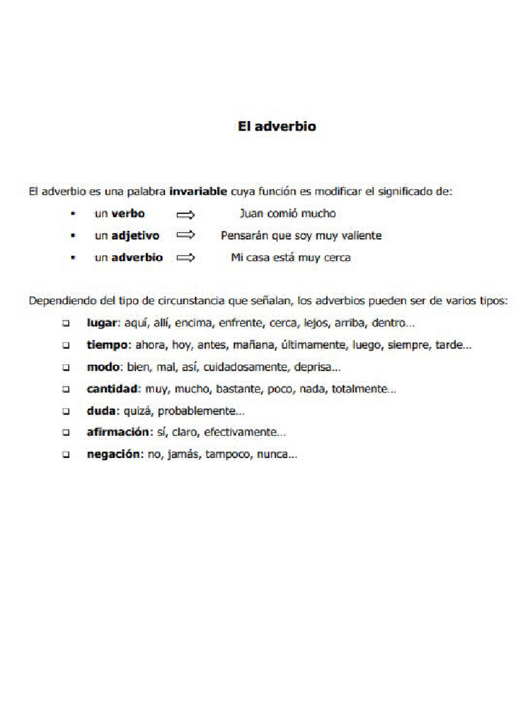 El Adverbio | PDF