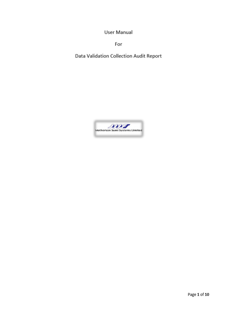 Data Validation Audit Report Manual | PDF | Software | Computing