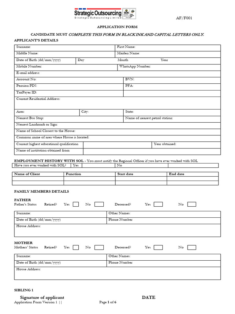 CANDIDATE APPLICATION FORM (CAF) .Revised (10 - 01 - 2020) | PDF