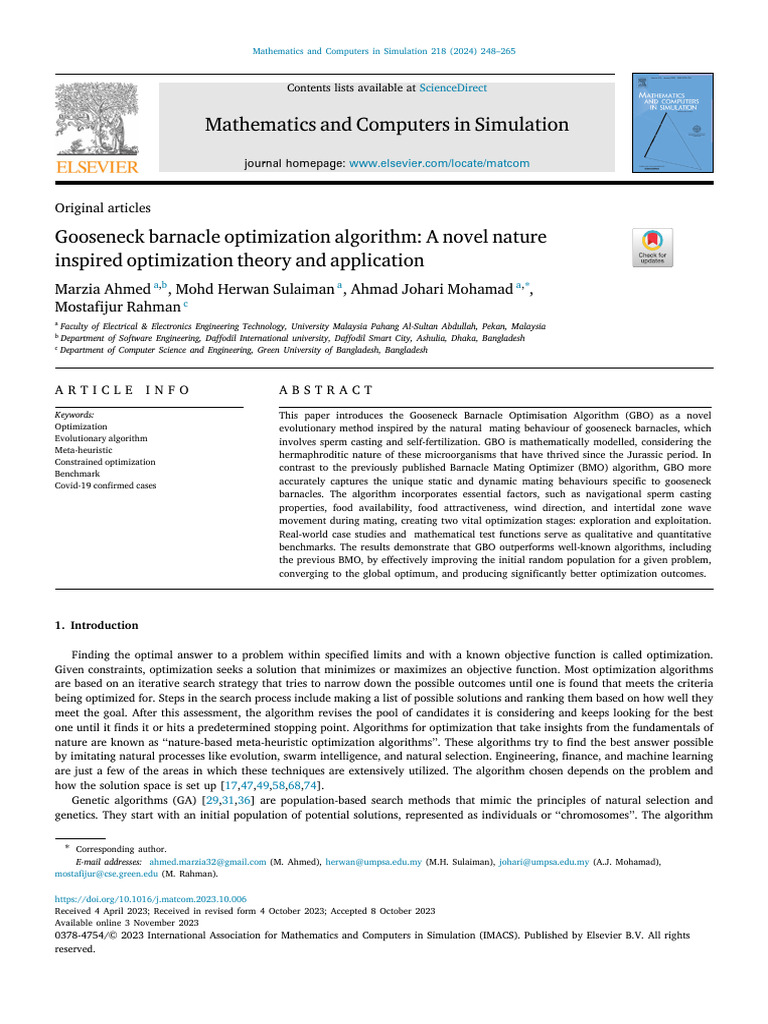 Goosneck Barnacle Optimization Algorithm | PDF