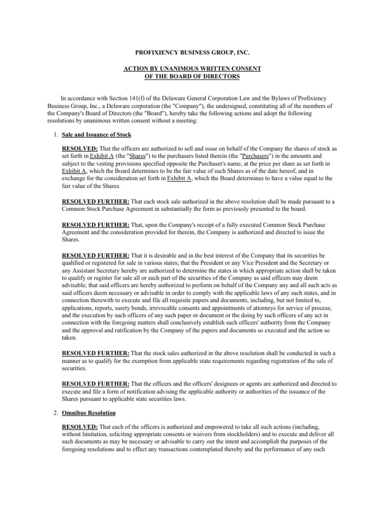 Board Approval (Founder Stock) | PDF