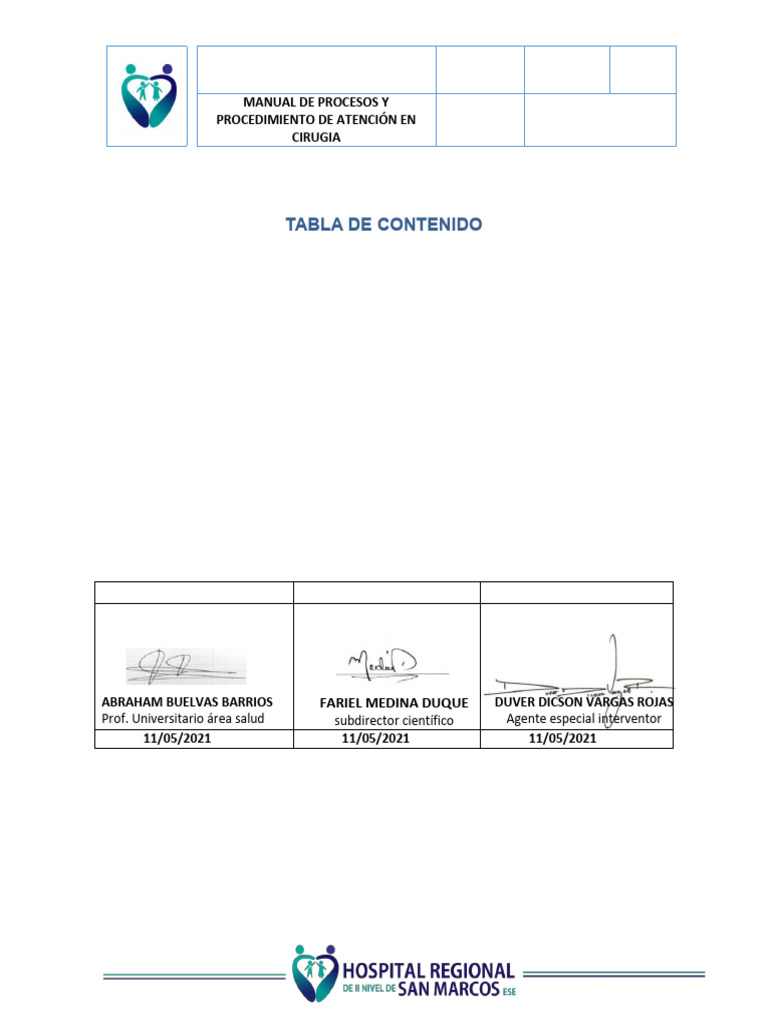 Manual de Procesos y Procedimientos de Atencion en Cirugias | PDF