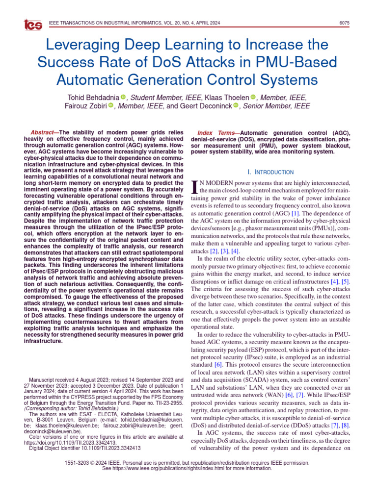 Leveraging Deep Learning To Increase The Success Rate of DoS Attacks in PMU-Based Automatic ...