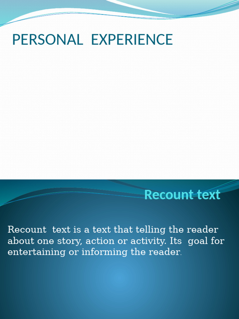Recount Personal Experience | PDF