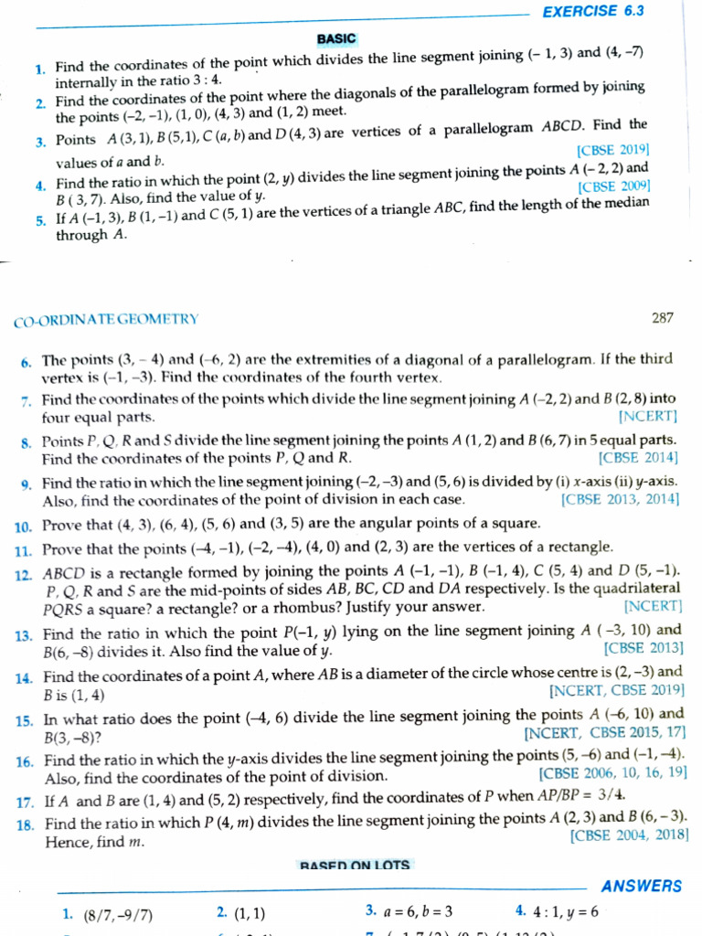 Worksheet On Section Formula | PDF | Rectangle | Euclidean Geometry