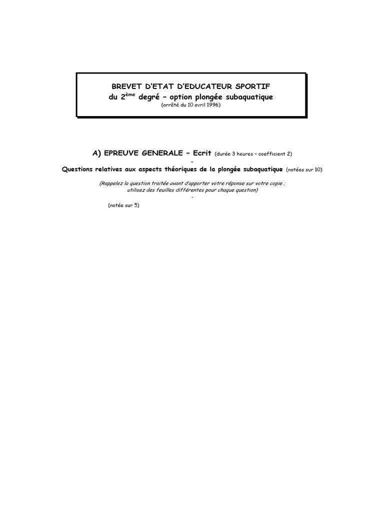 2005 09 BEES2 Sujet Epreuve Ecrite | PDF