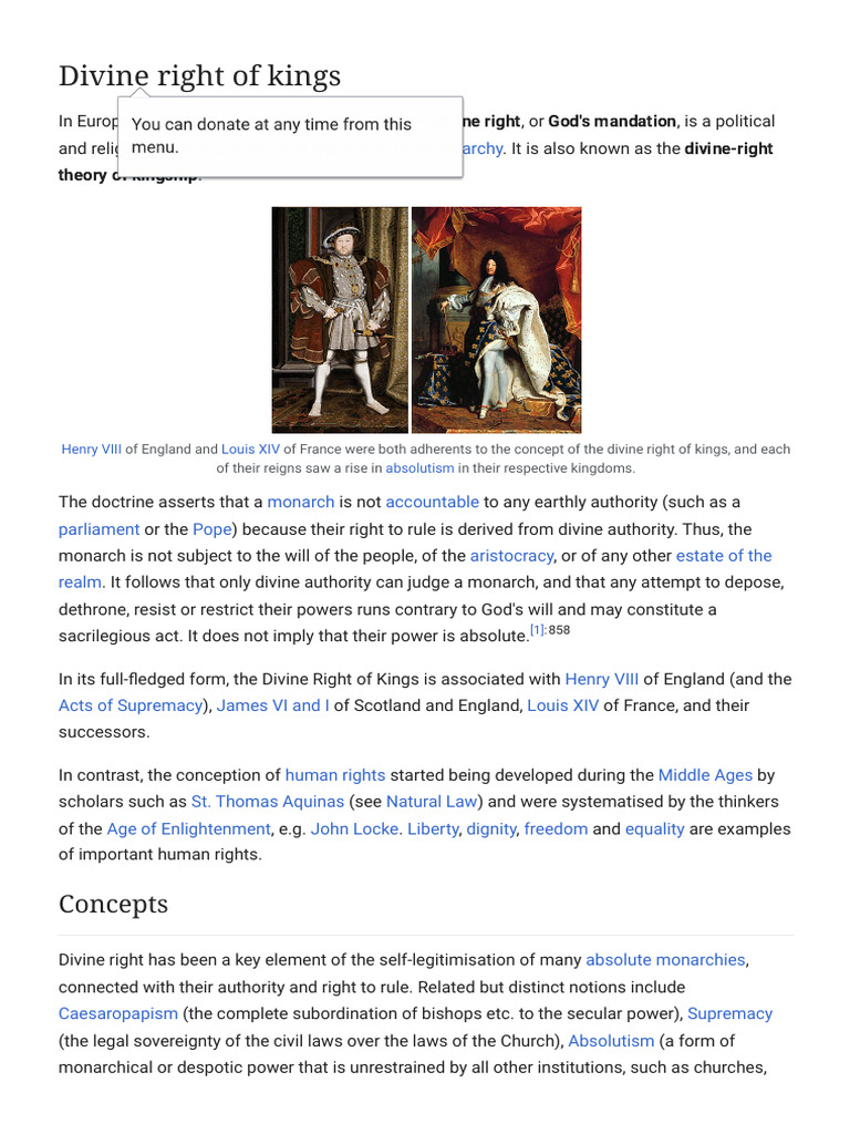 Divine Right of Kings - Wikipedia | PDF