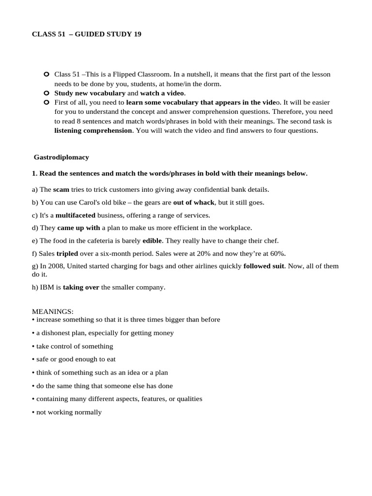 Class 51 - Guided Study 19 | PDF