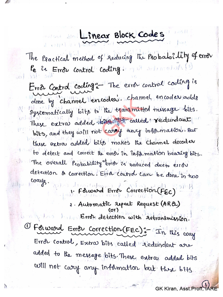 Linear Block Codes - Module-2-1 | PDF