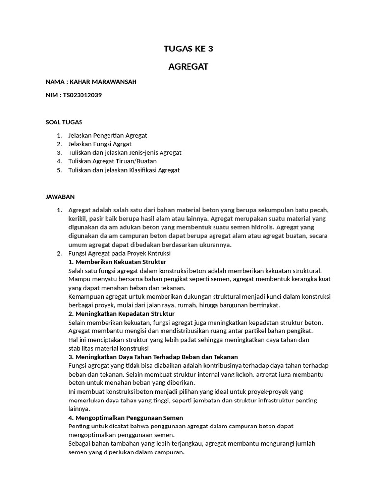 Tugas Ke 3 Agregat | PDF