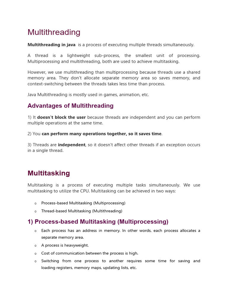 Multithreading Unit 2 | PDF