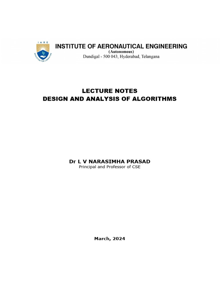 DAA Lecture Notes | PDF