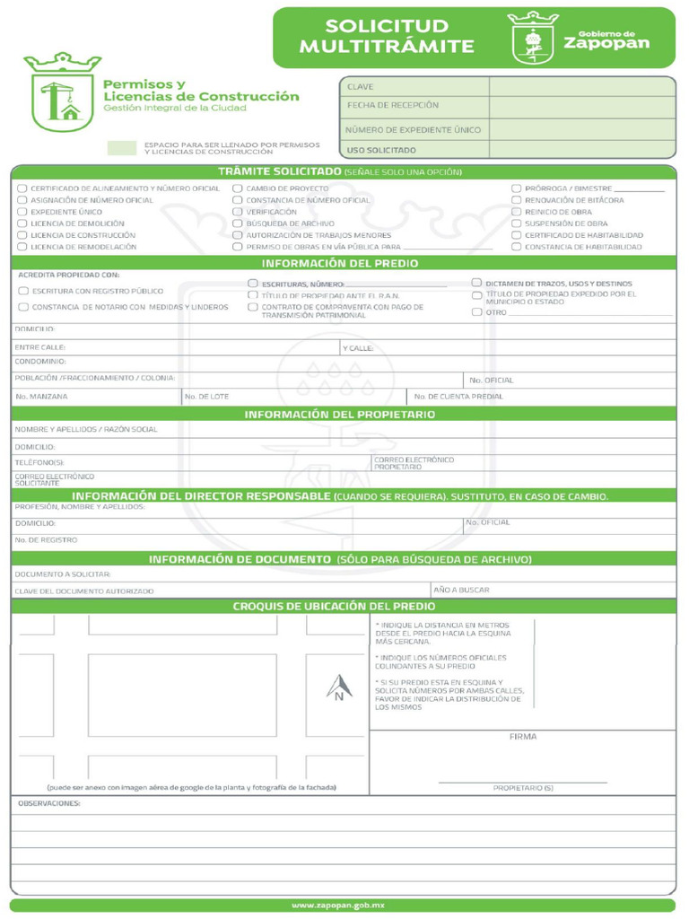 Solicitud Multitramite Obras Públicas Zapopan | PDF