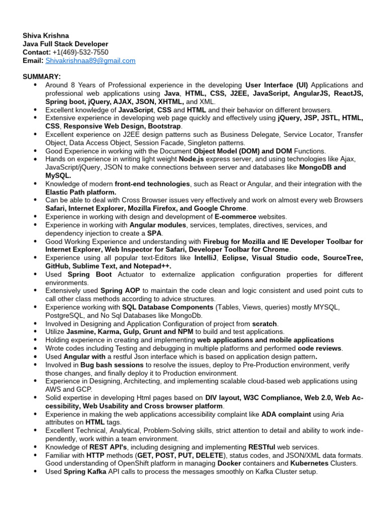 Shiva Krishna Resume | PDF