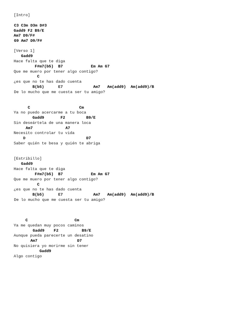 ALGO CONTIGO CHORDS (ver VALERIA CASTRO) | PDF
