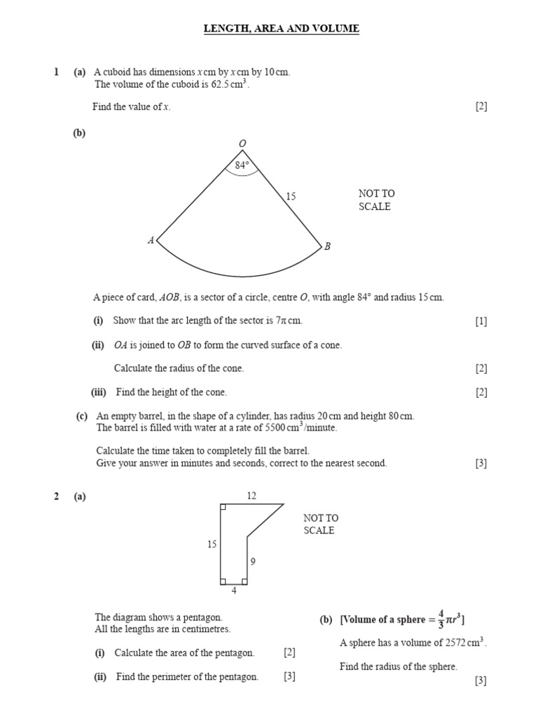 Length, Area and Volume (8+19) | PDF