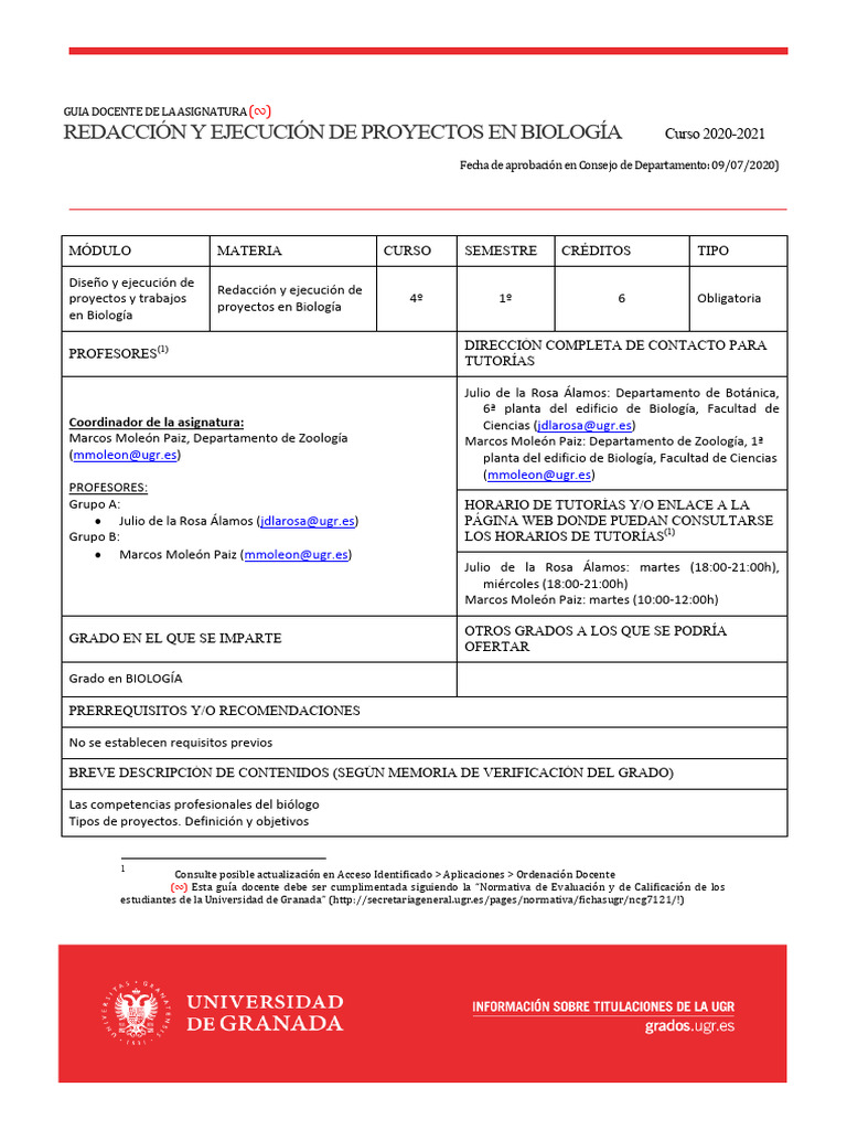Redacc y Ejec Proyectos Guía 20-21 | PDF