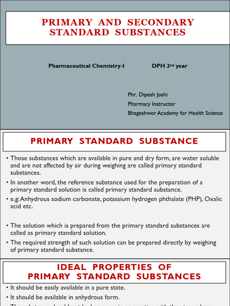 Primary and Secondary Standard | PDF