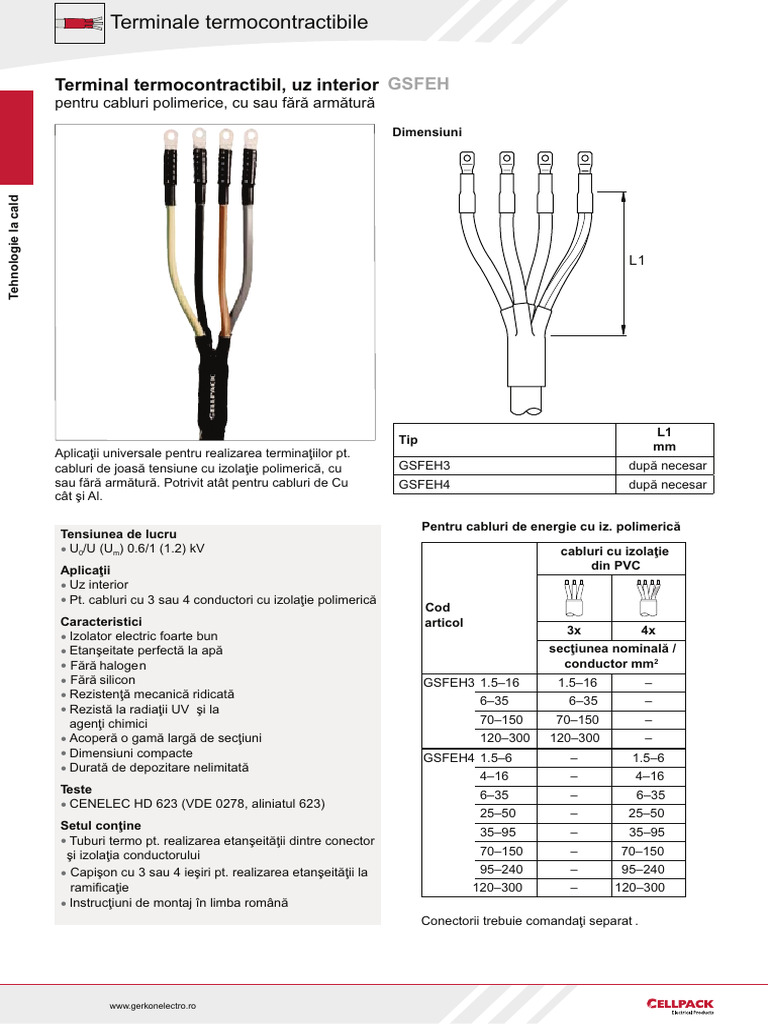 Terminal de Interior 1kV GSFEH Cellpack GERKON ELECTRO | PDF