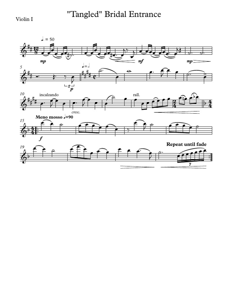 Tangled Bridal Entrance - Alan Menken - Violin 1 | PDF