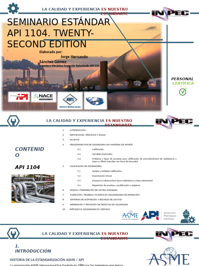 Seminario API 1104 Inspec Chile | PDF