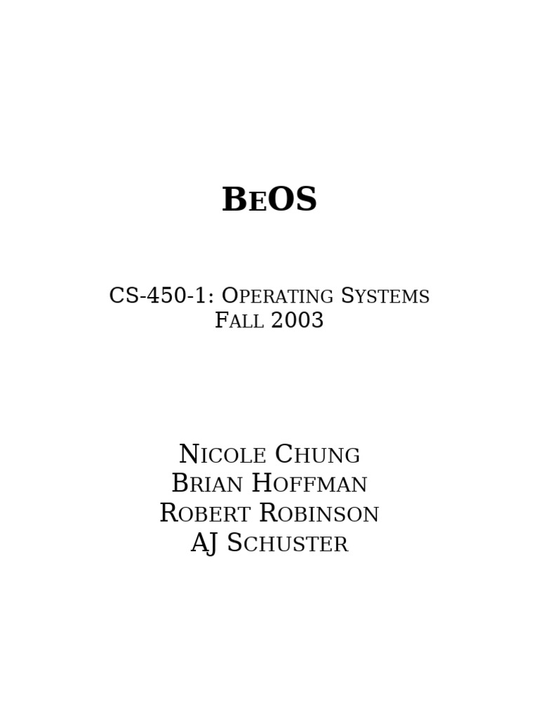 BeOS - CS-450-1 - Operating Systems, Fall 2003 | PDF