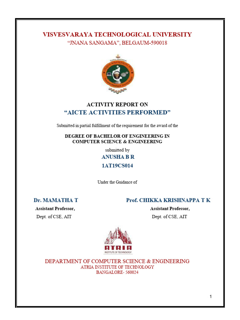 Aicte Report Anusha | PDF