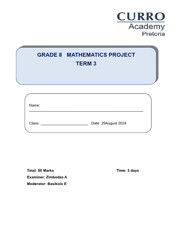 Grade 8 Maths Project Term 3-1 | PDF