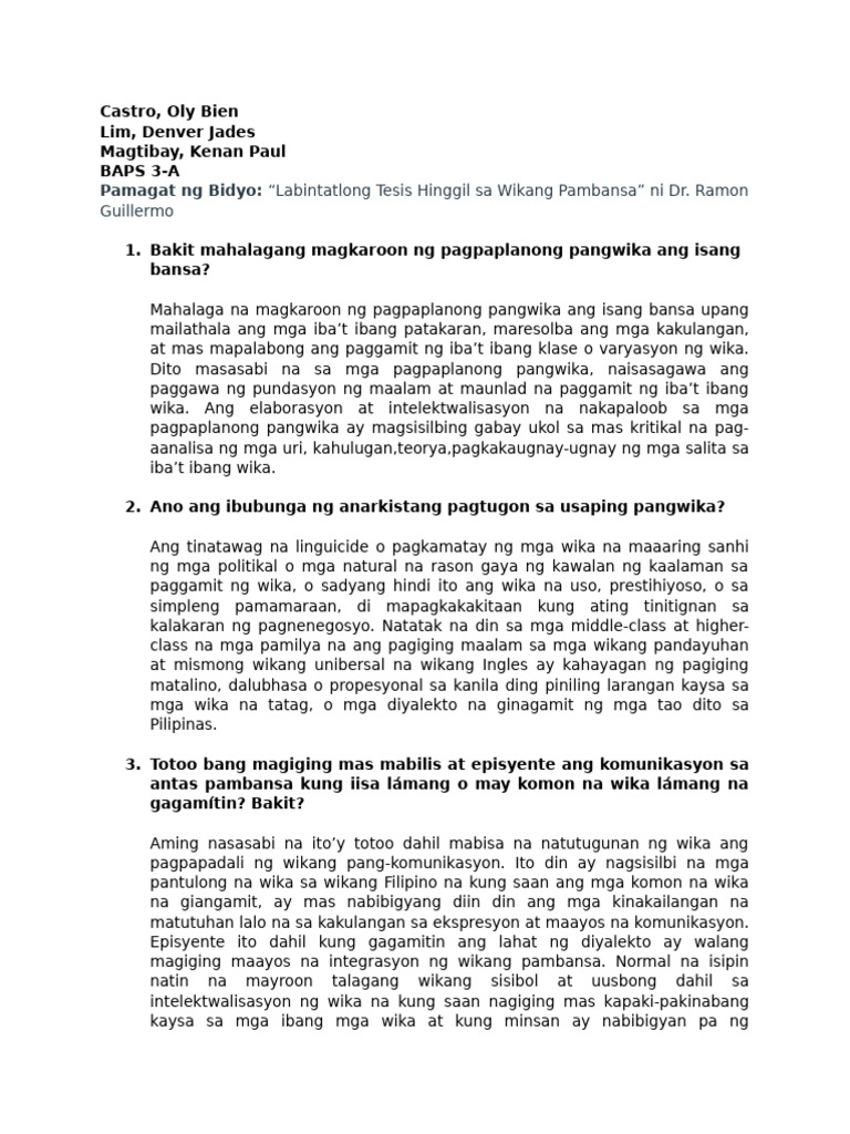 Filipino Activity | PDF