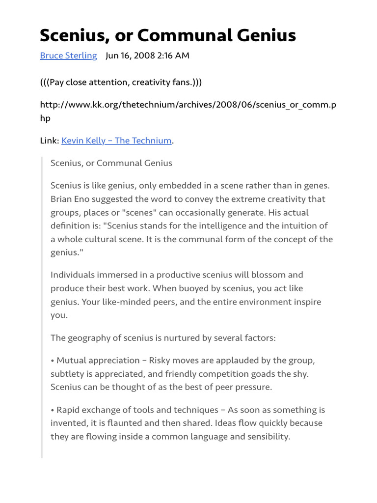 Scenius, or Communal Genius - WIRED | PDF