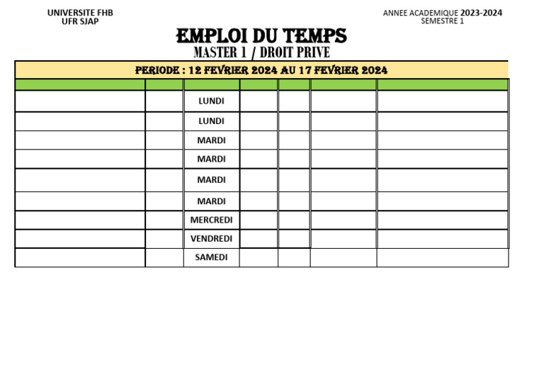 Emploi Du Temps 2023-2024 M1 Prive | PDF